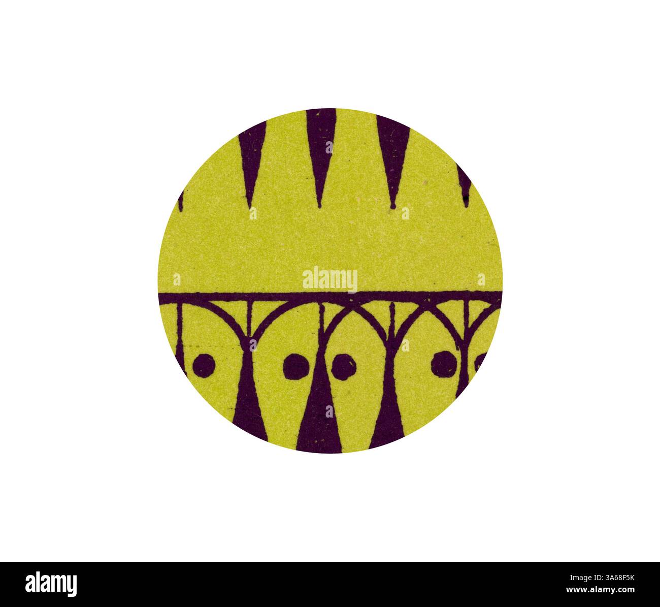 A circular design featuring bold, contrasting shapes and patterns, with ...