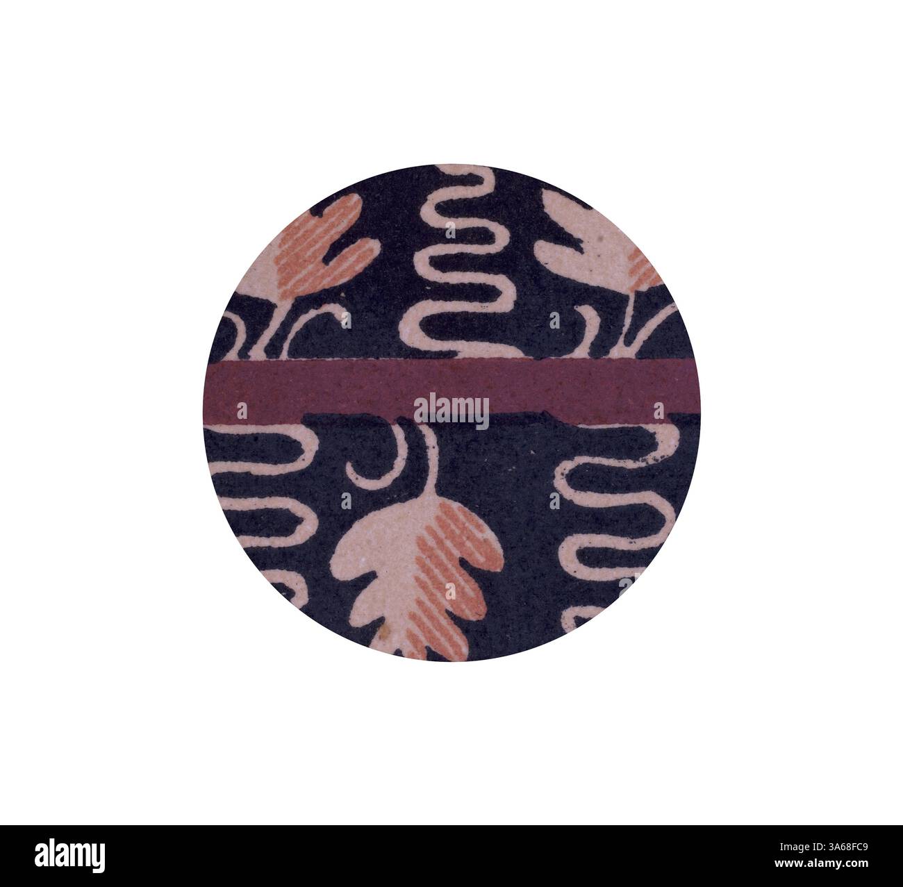 A circular design featuring intertwined vines and leaves in soft hues ...