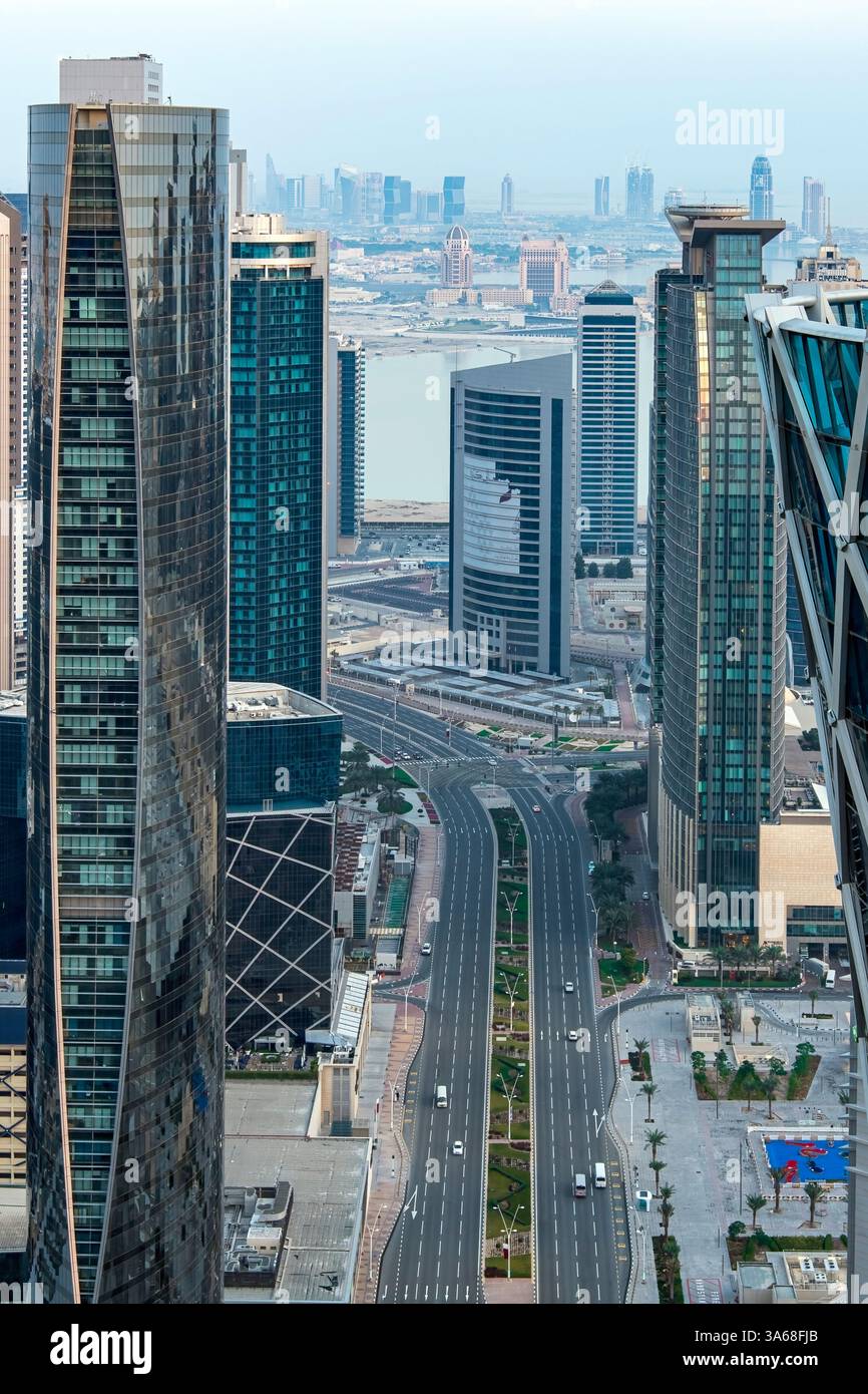 Doha, Qatar - March 11, 2024: Doha Corniche in West Bay The Doha ...