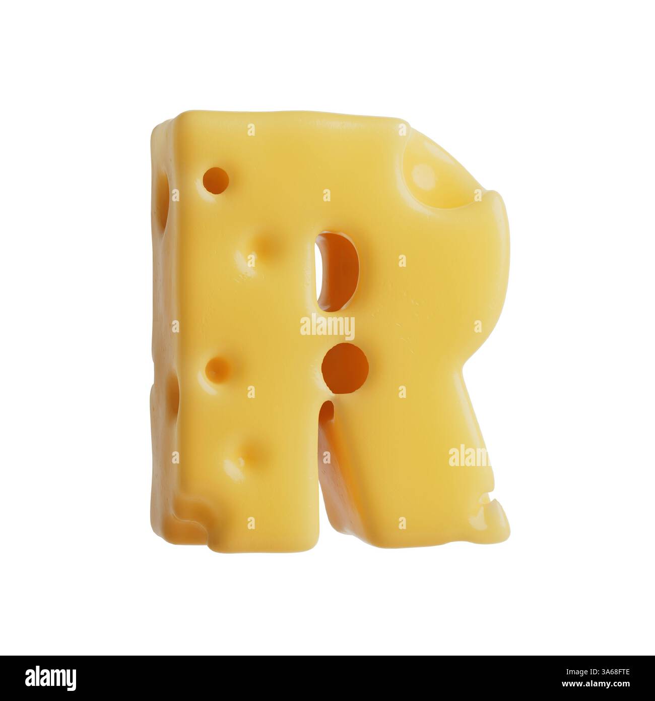 Swiss Cheese Font Letter R on a white background. 3d Rendering Stock ...