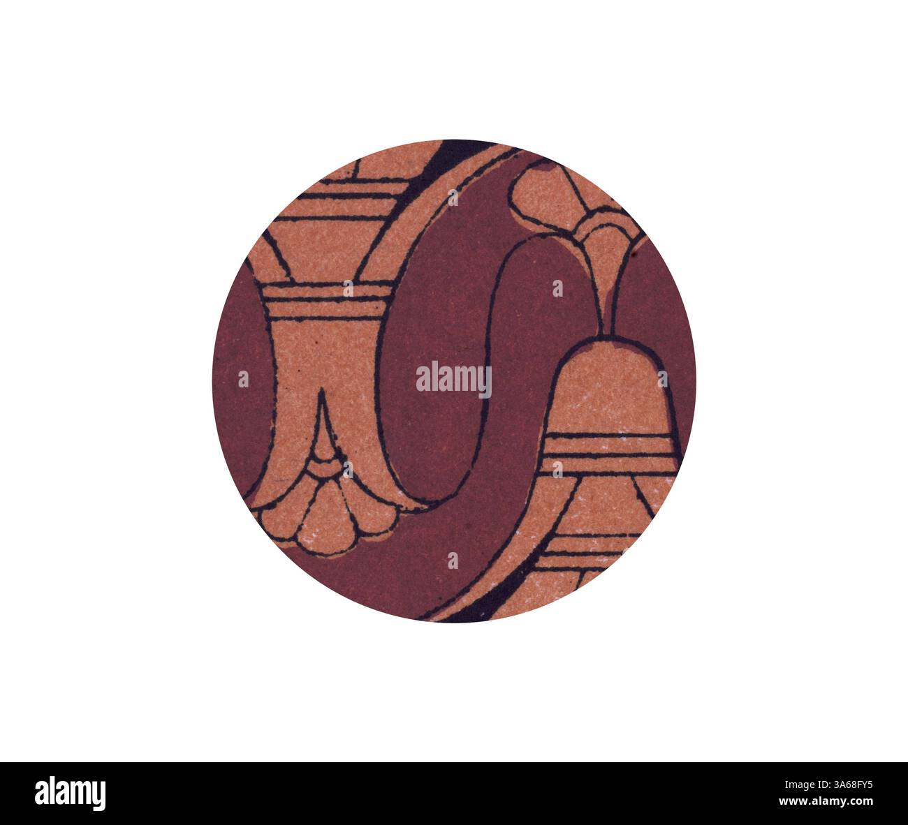 A circular design featuring intricate patterns with flowing curves and ...