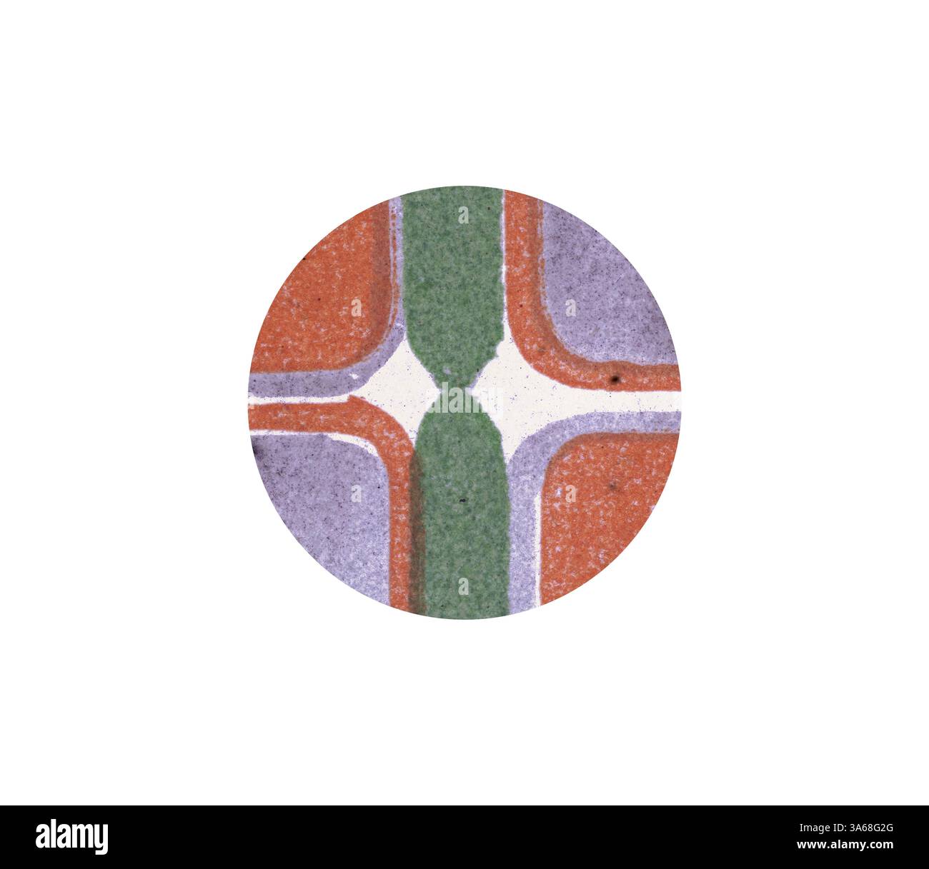 A circular pattern showcases intersecting lines and shapes in shades of ...