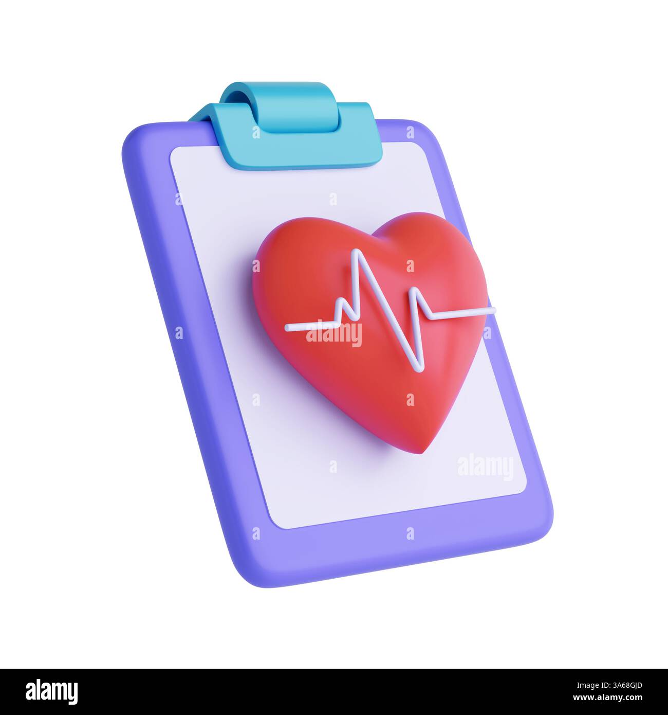 Cartoon Medical Clipboard with Red Heart and Heartbeat Icon on a white ...