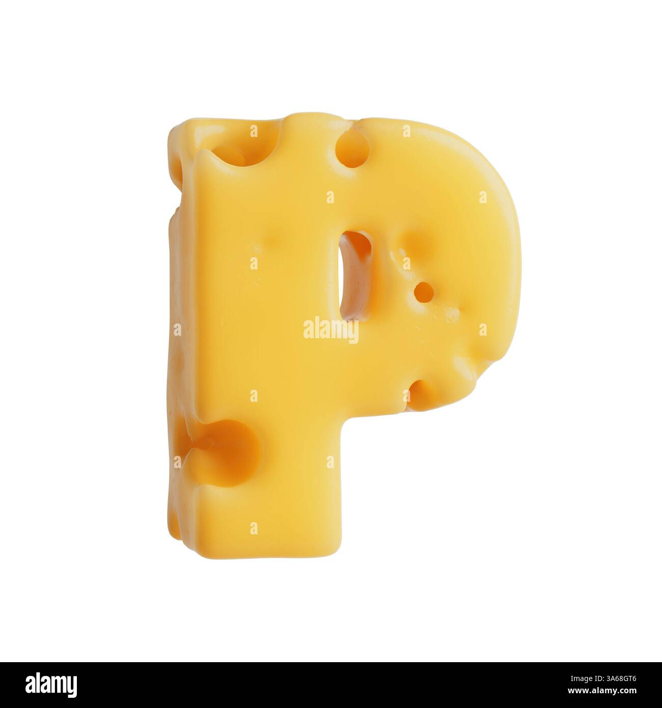 Swiss Cheese Font Letter P on a white background. 3d Rendering Stock ...
