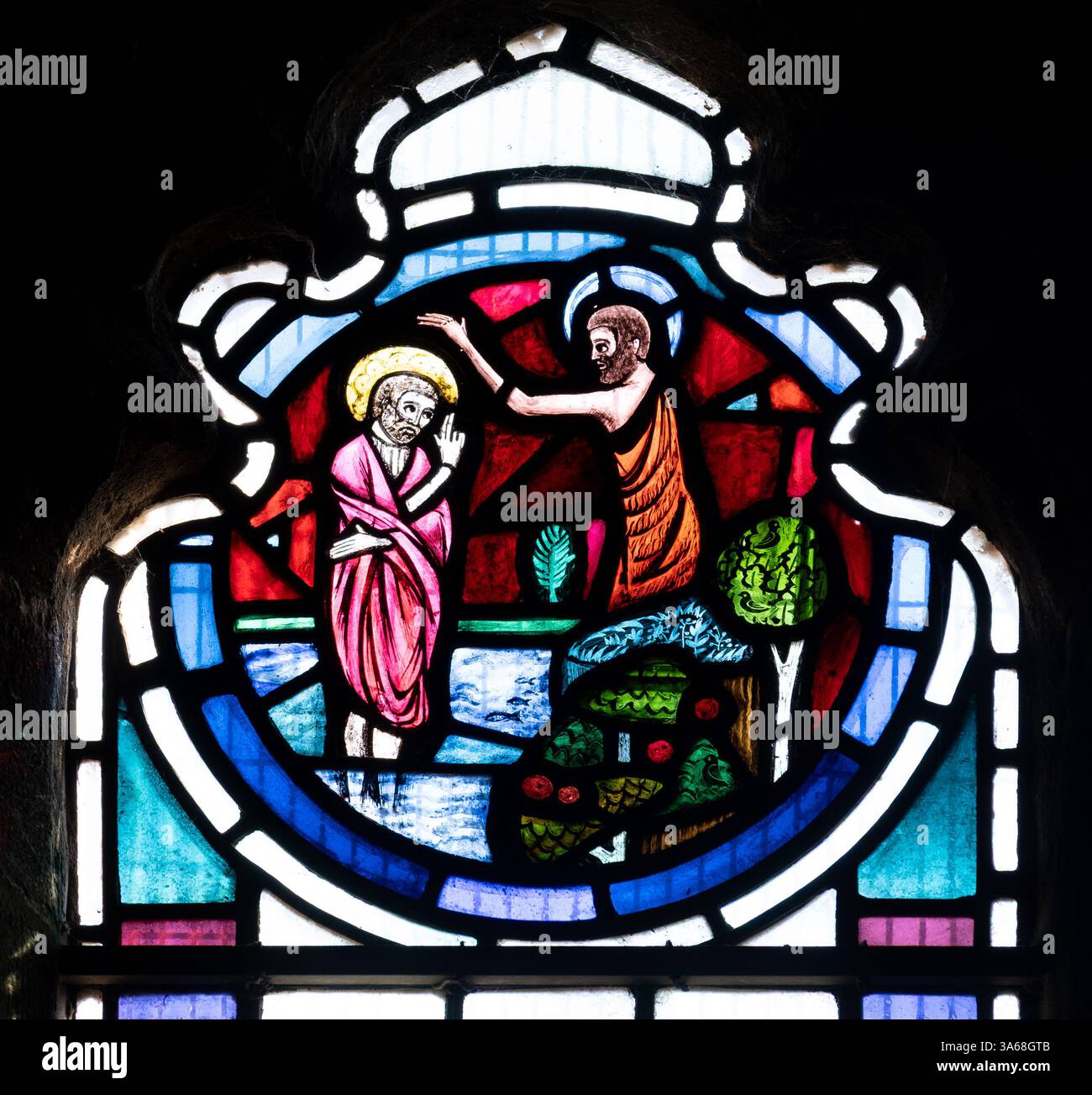 Saint John the Baptist stained glass roundel, St. Peter and St Paul`s ...