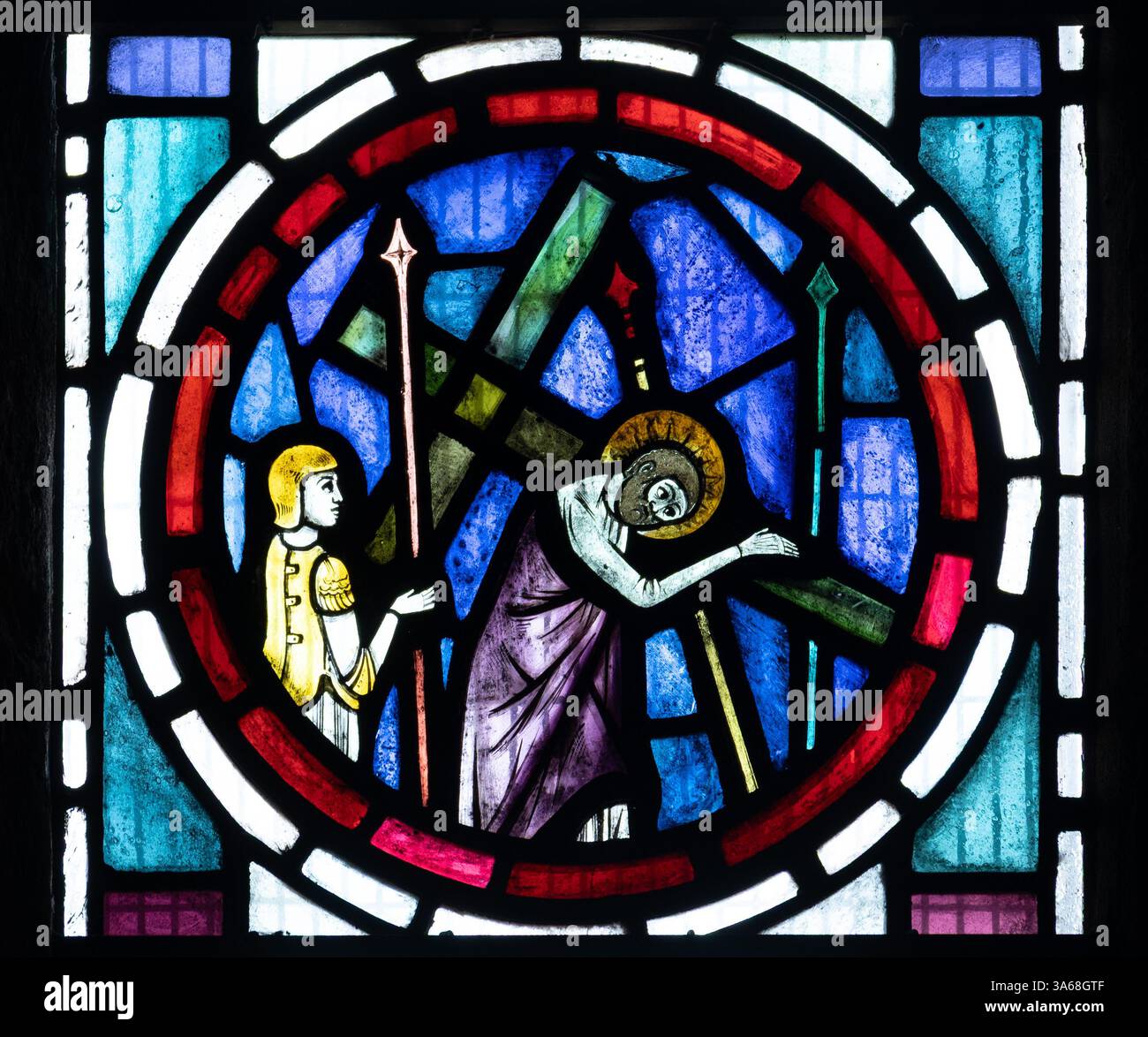 Christ carrying cross stained glass roundel, St. Peter and St. Paul`s ...