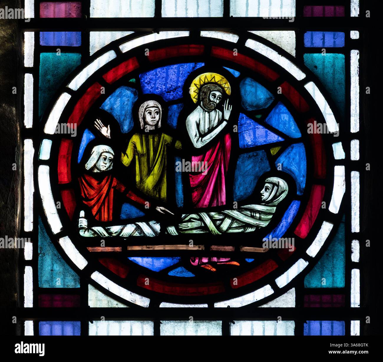 Christ raising Lazarus stained glass, St. Peter and St Paul`s Church ...
