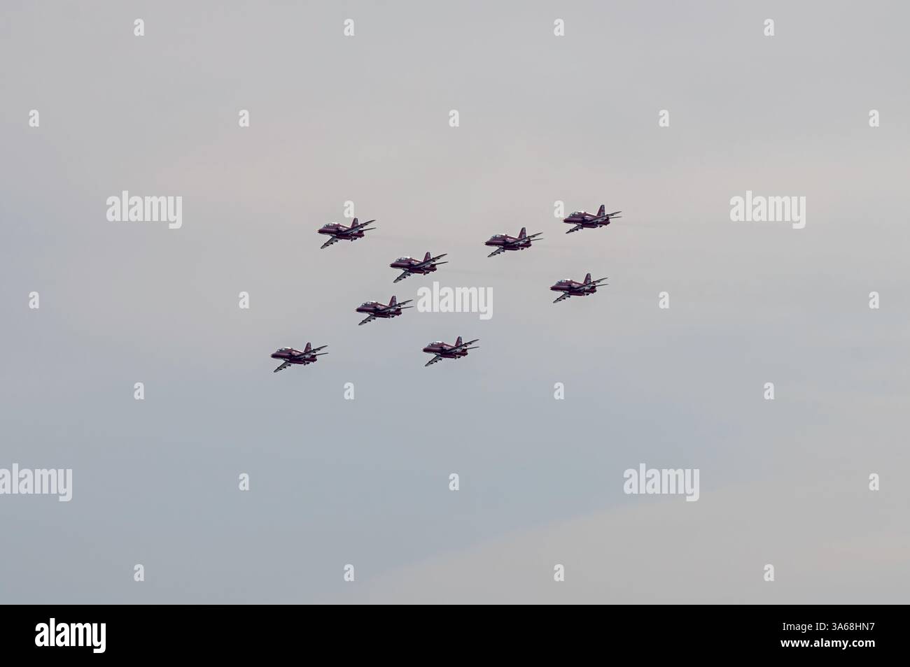 The RAF's Red Arrows performing their Lightning manoeuvre at 15th ...