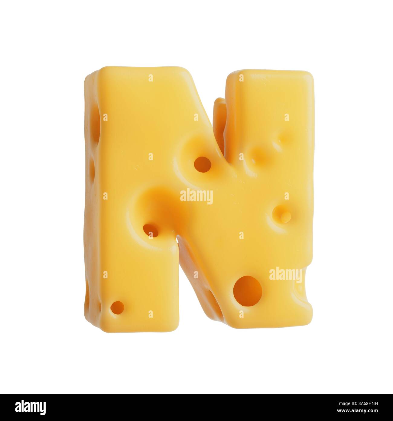 Swiss Cheese Font Letter N on a white background. 3d Rendering Stock ...