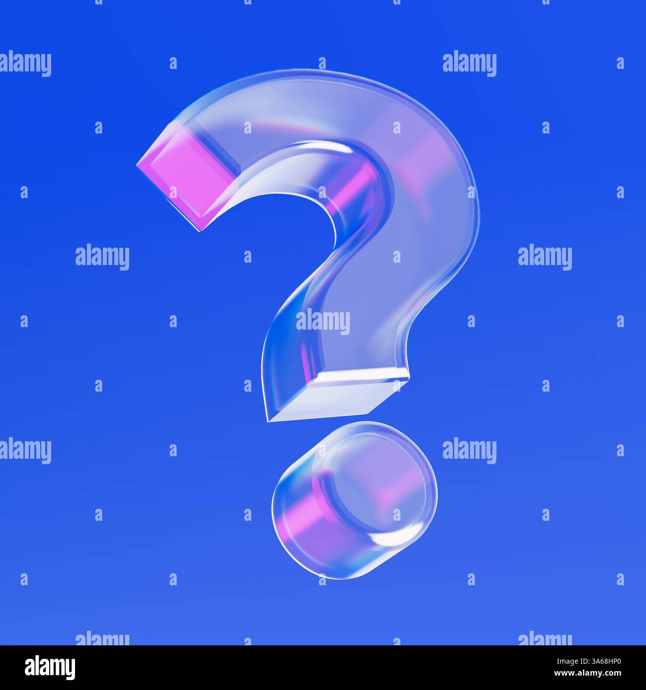Transparent Glass Question Mark Icon with Iridescent Highlights on a ...