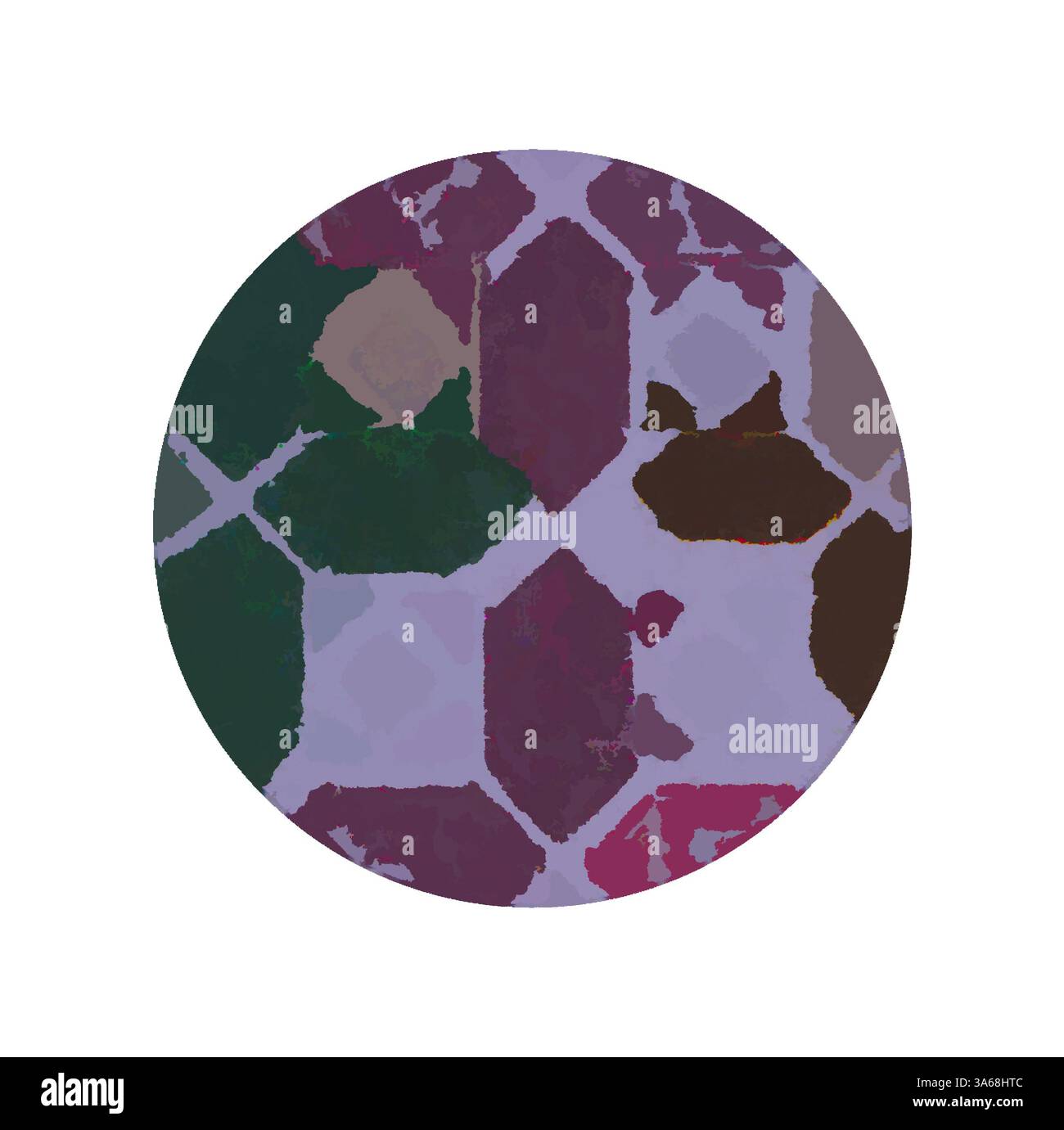 A circular arrangement of abstract shapes in various shades of green ...