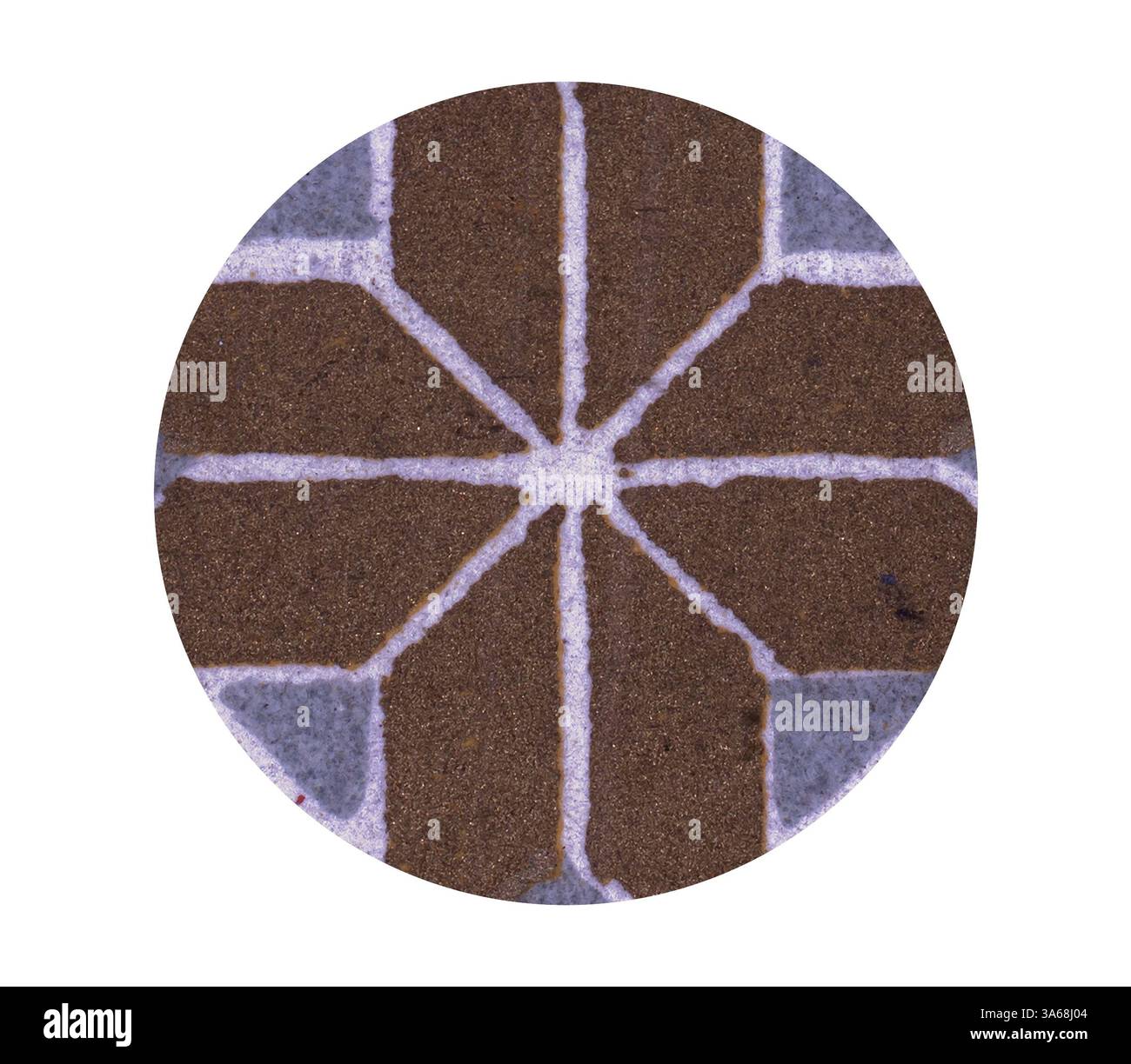A circular pattern features a symmetrical design with eight pointed ...