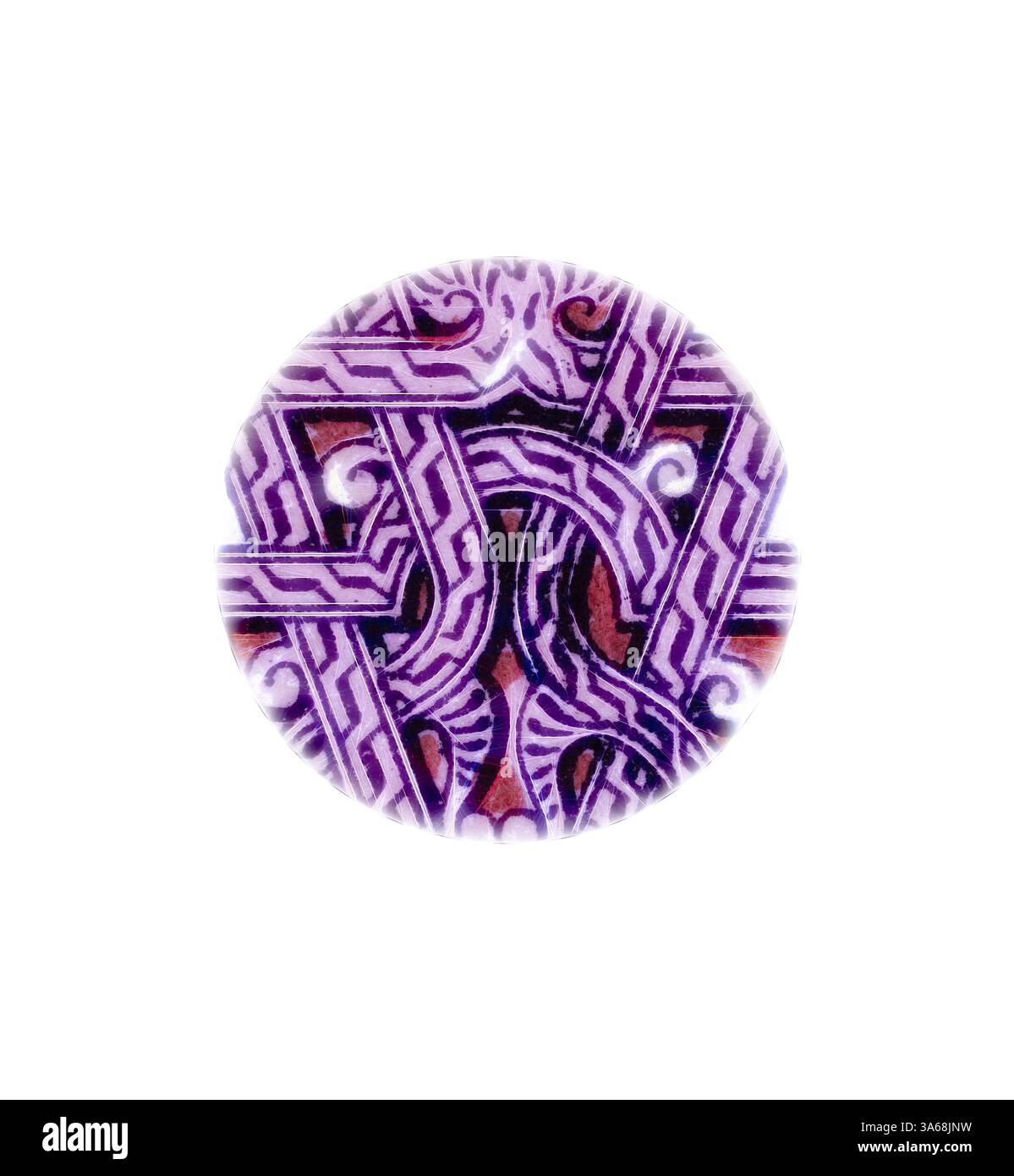 A circular design featuring intricate intertwining patterns in shades ...