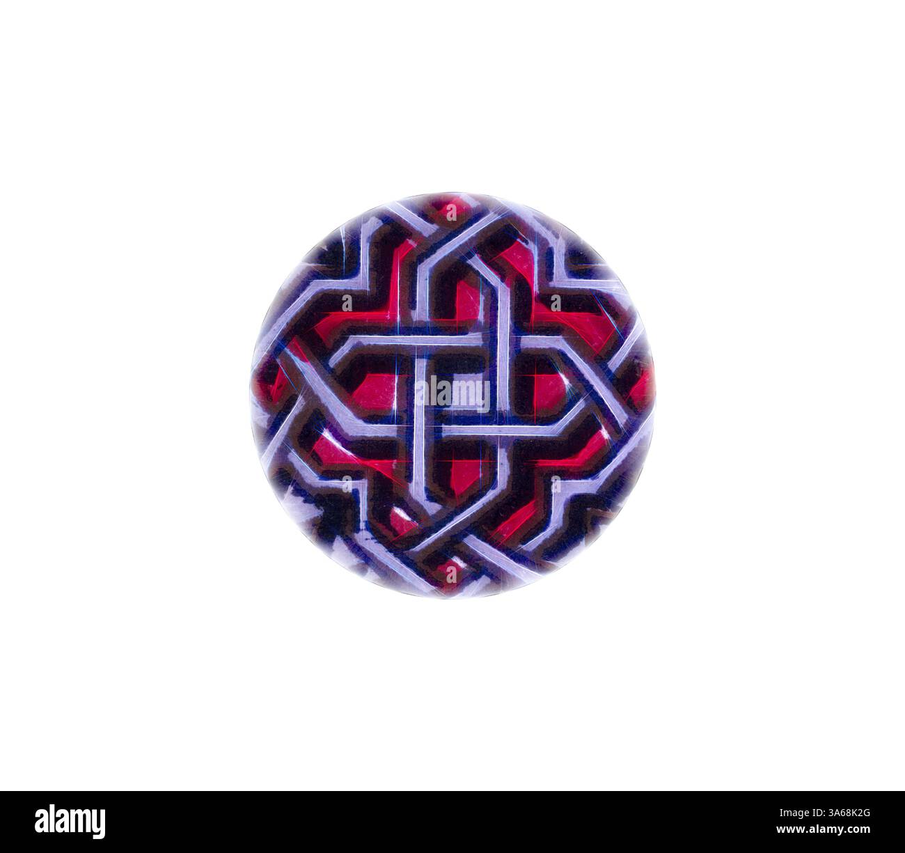 An intricately designed circular object featuring a complex ...