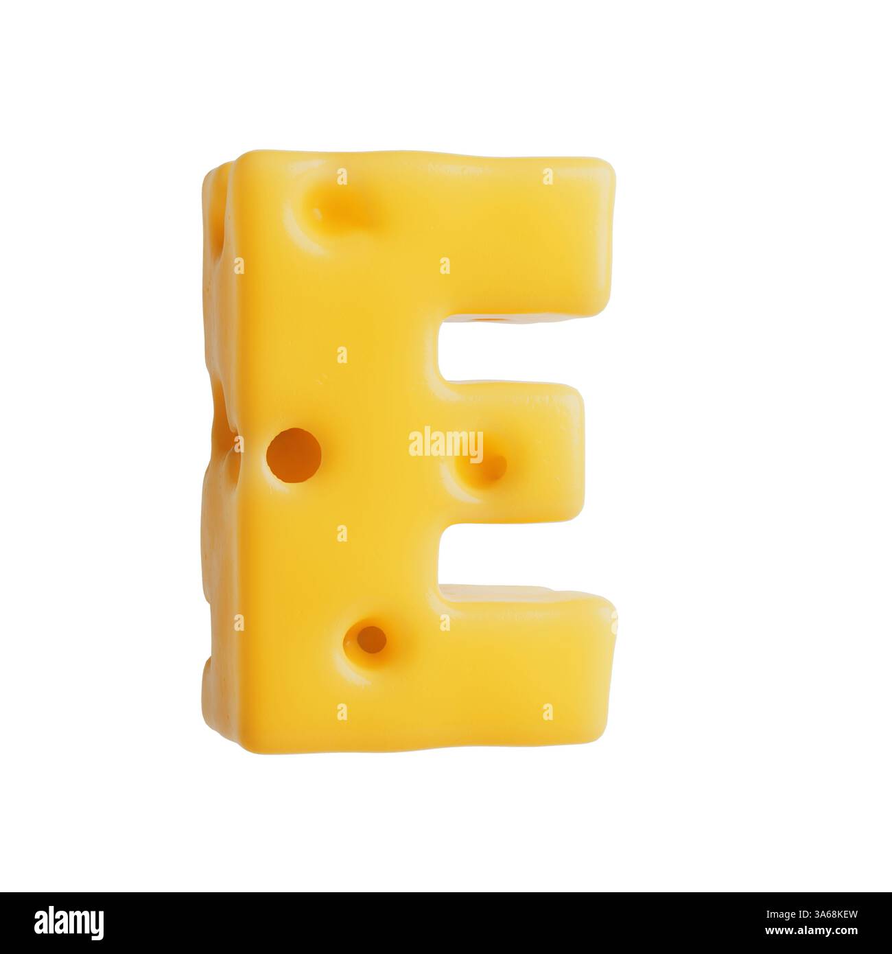 Swiss Cheese Font Letter E on a white background. 3d Rendering Stock ...