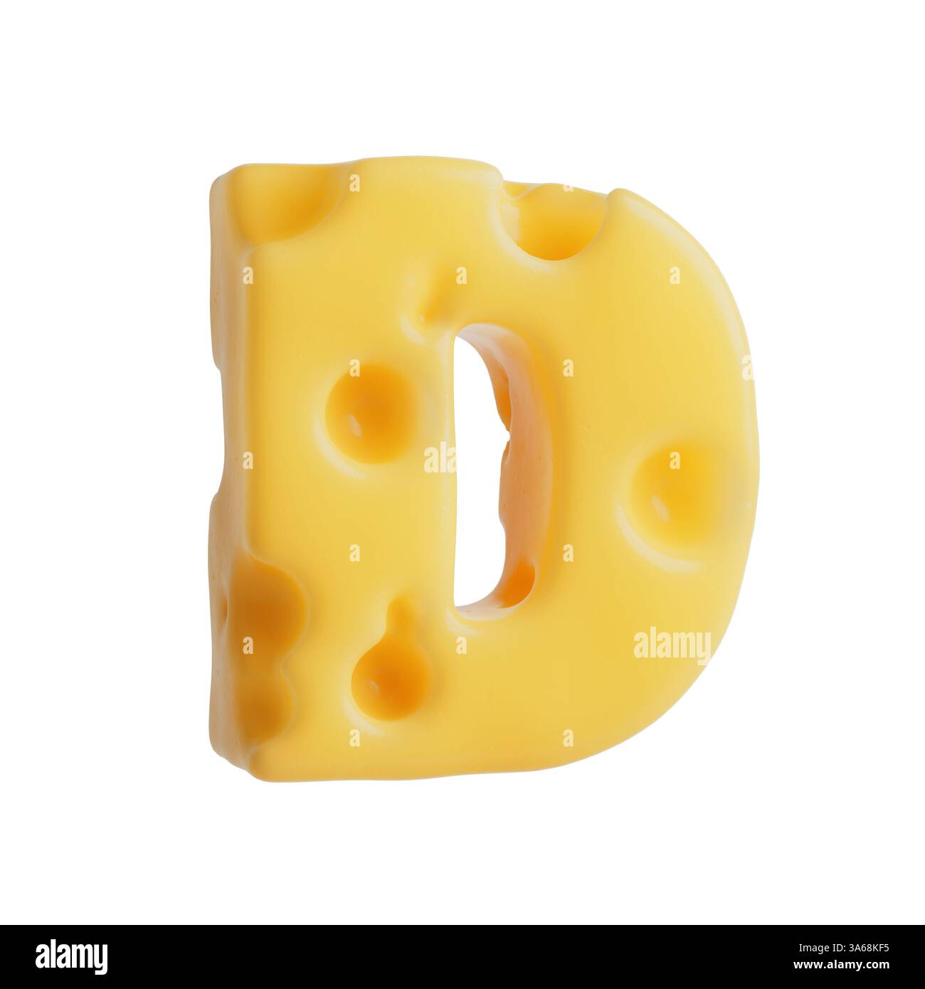 Swiss Cheese Font Letter D on a white background. 3d Rendering Stock ...