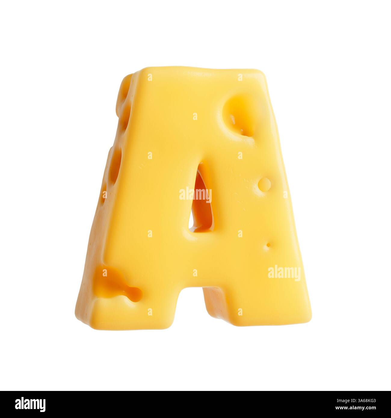 Swiss Cheese Font Letter A on a white background. 3d Rendering Stock ...