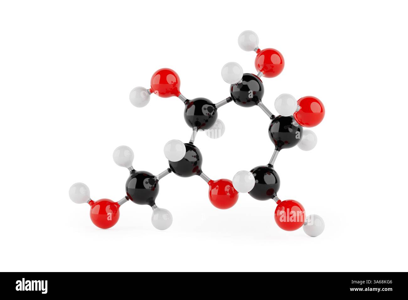 Structural Model of Glucose Molecule on a white background. 3d ...