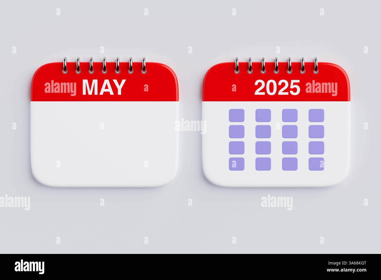 2025 Year May Month Calendar Icon on a white background. 3d Rendering ...