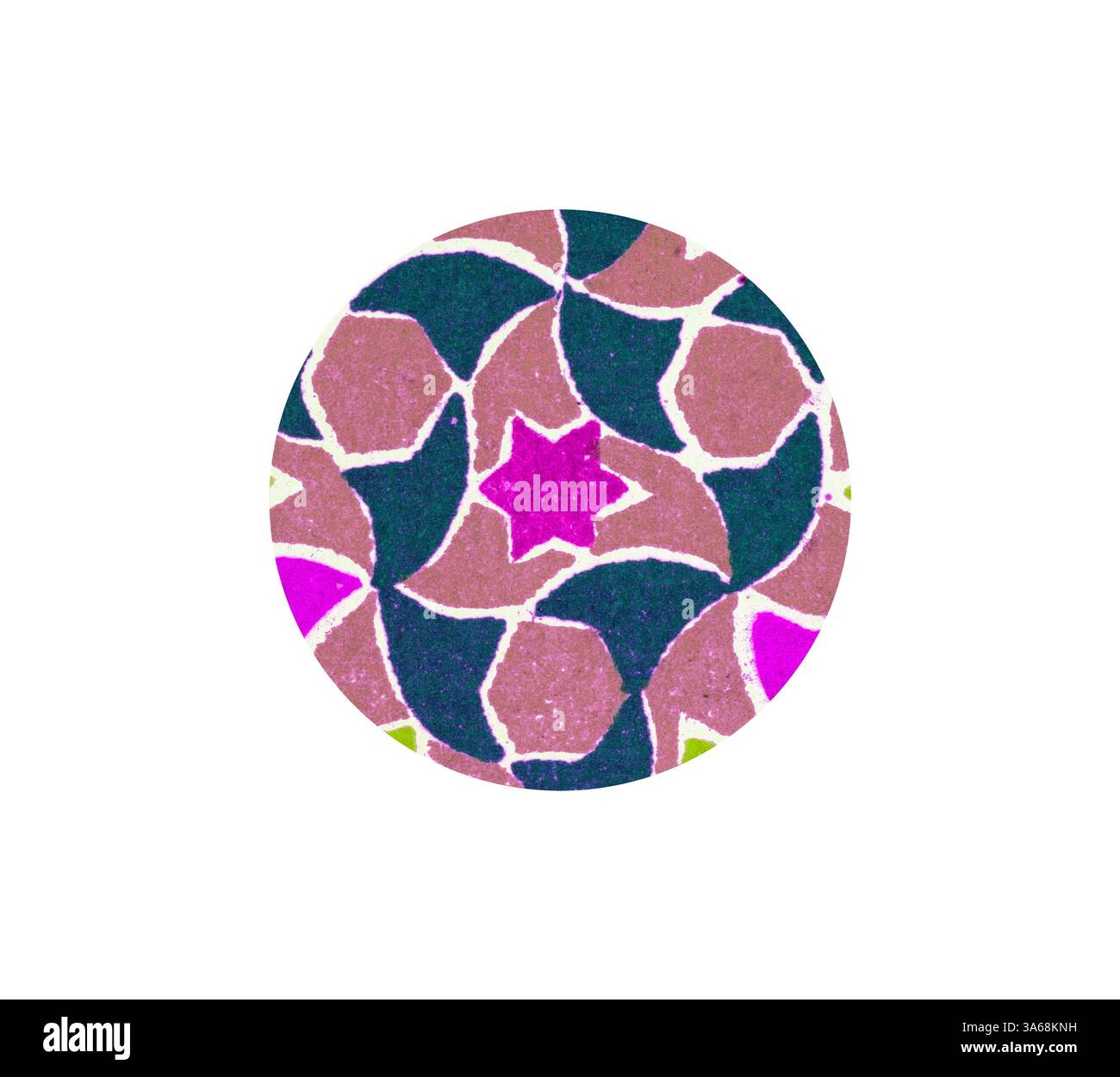 A vibrant, circular design featuring a geometric pattern of overlapping ...