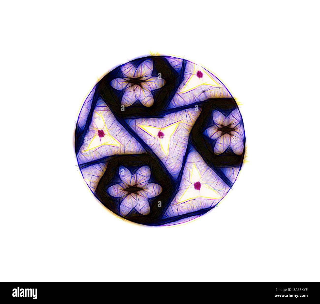 A circular design featuring intricate, floral patterns intertwined with ...