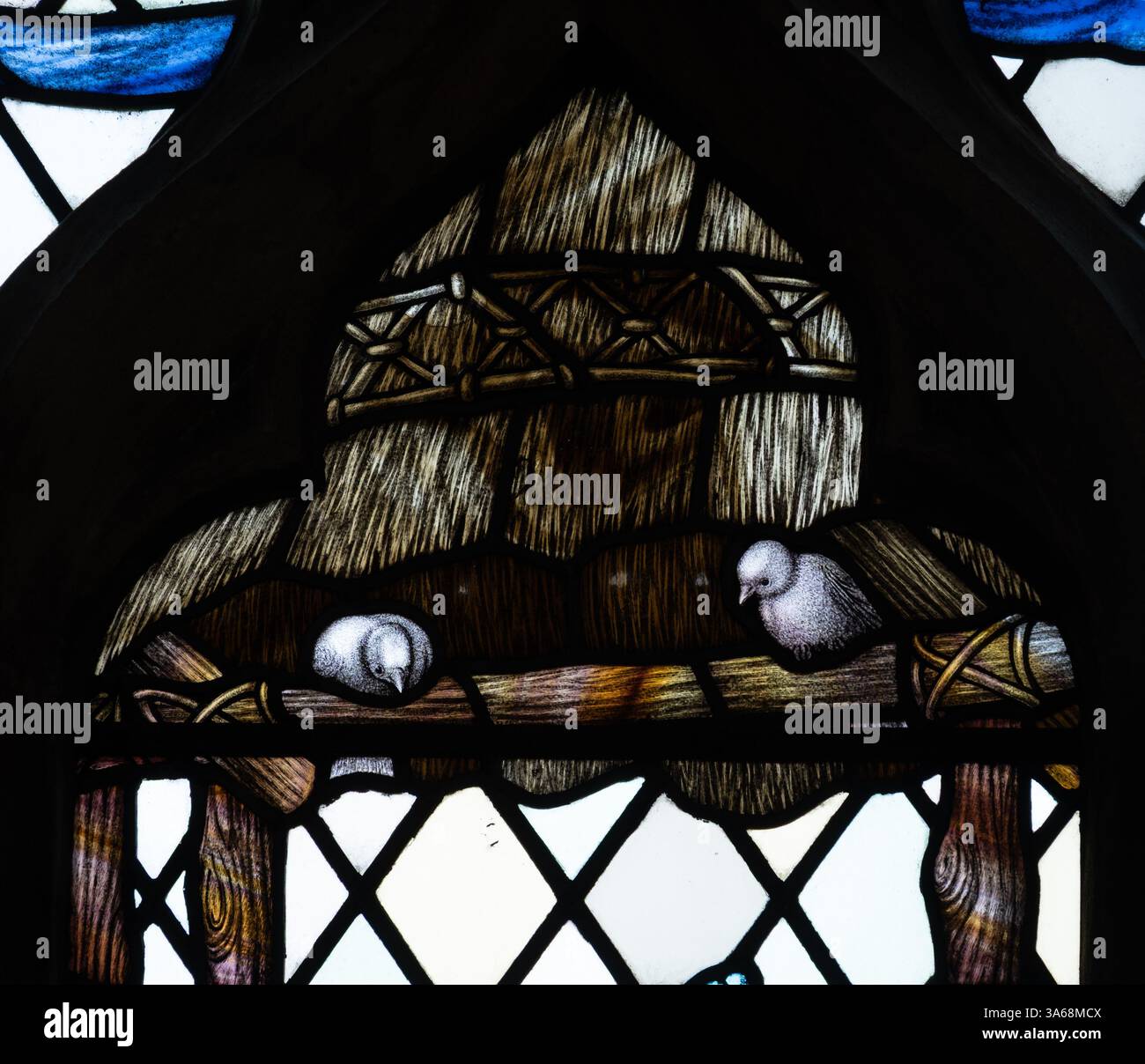 Epiphany window, two doves detail, St. Mary`s Church, Greetham, Rutland ...