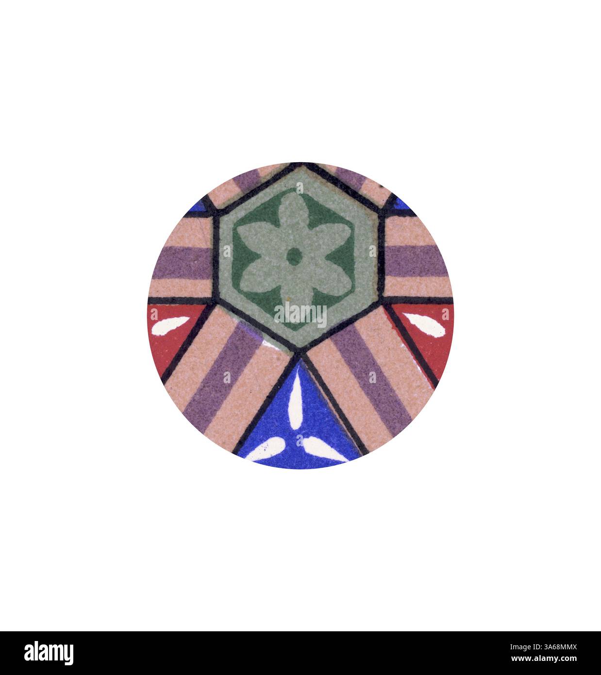A circular design featuring a symmetrical arrangement of geometric ...