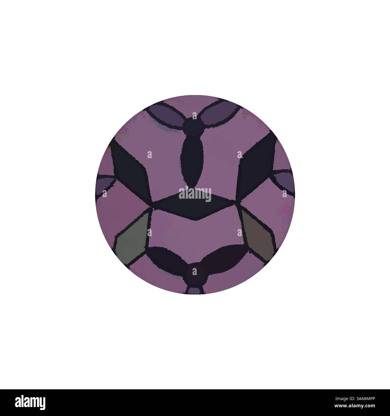 A round design features a geometric pattern of interlocking shapes ...