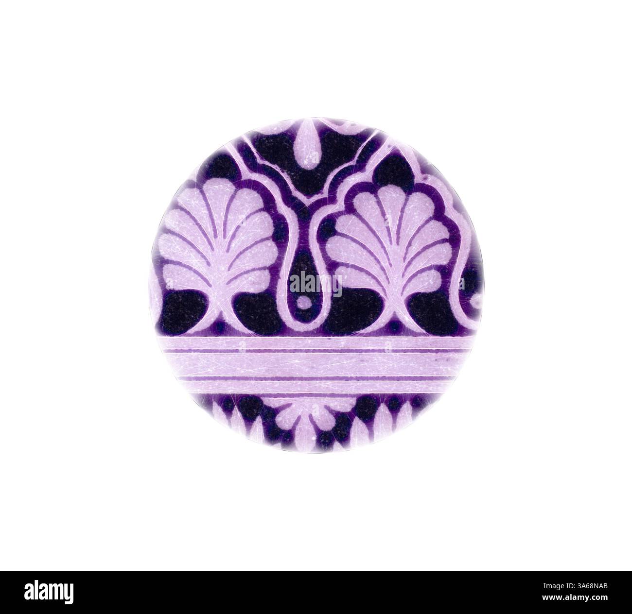 A circular design featuring intricate purple patterns with elegant ...