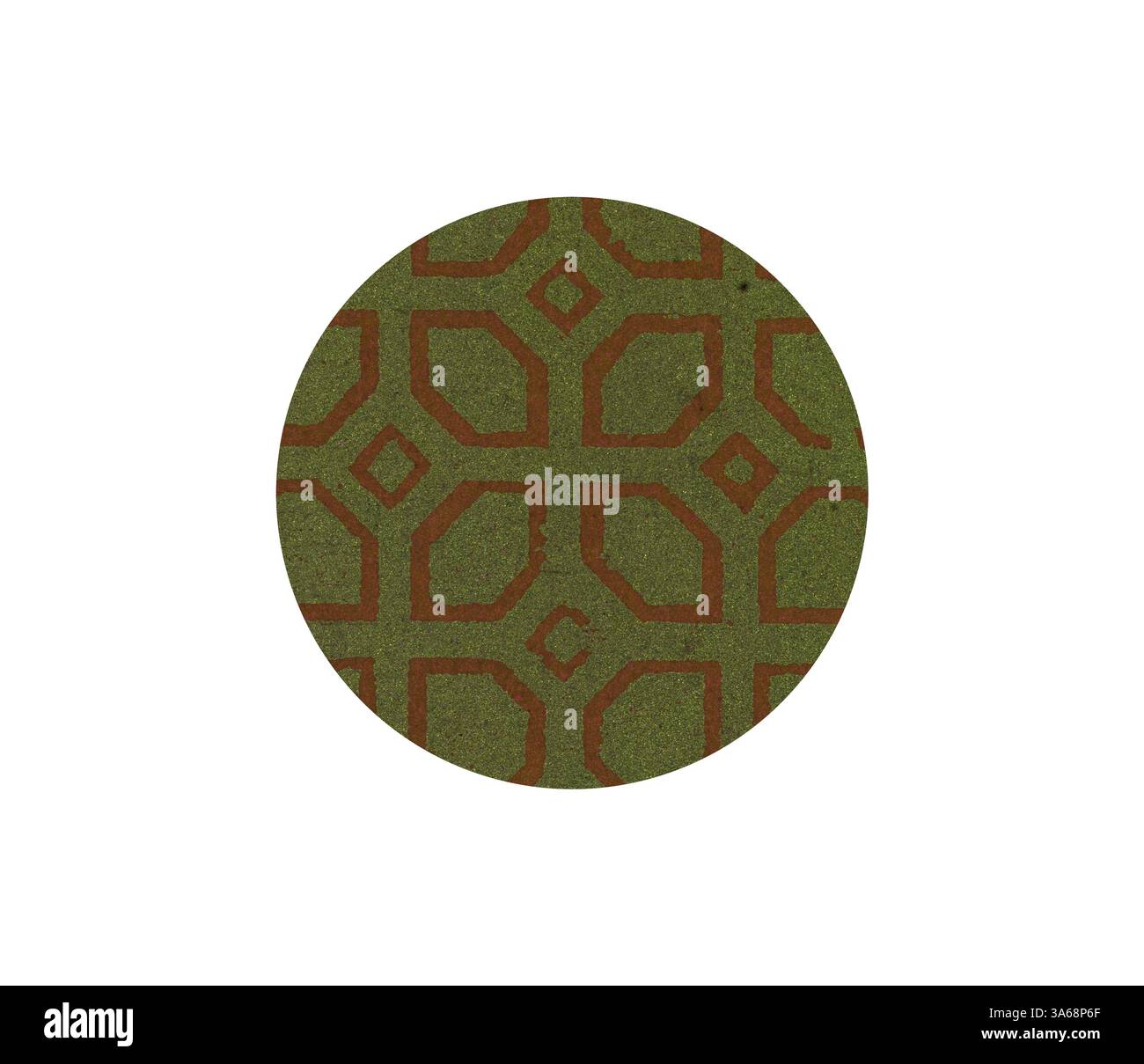 A circular design featuring a repeating geometric pattern of ...