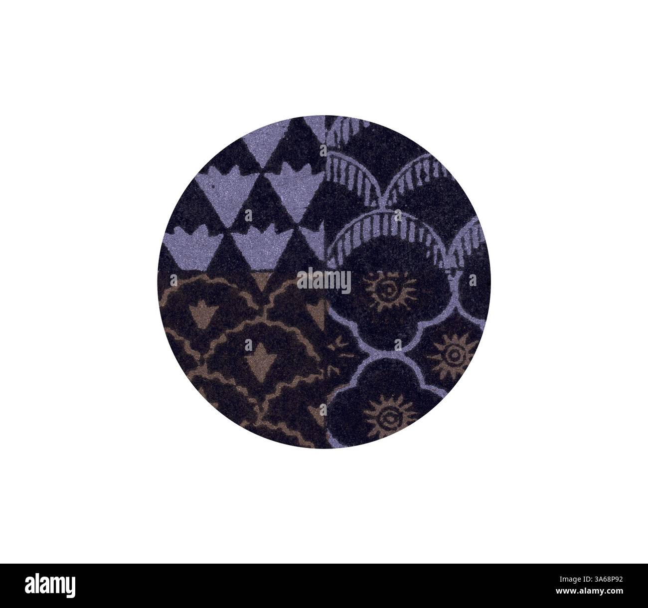 A circular design featuring a mix of intricate patterns, including ...