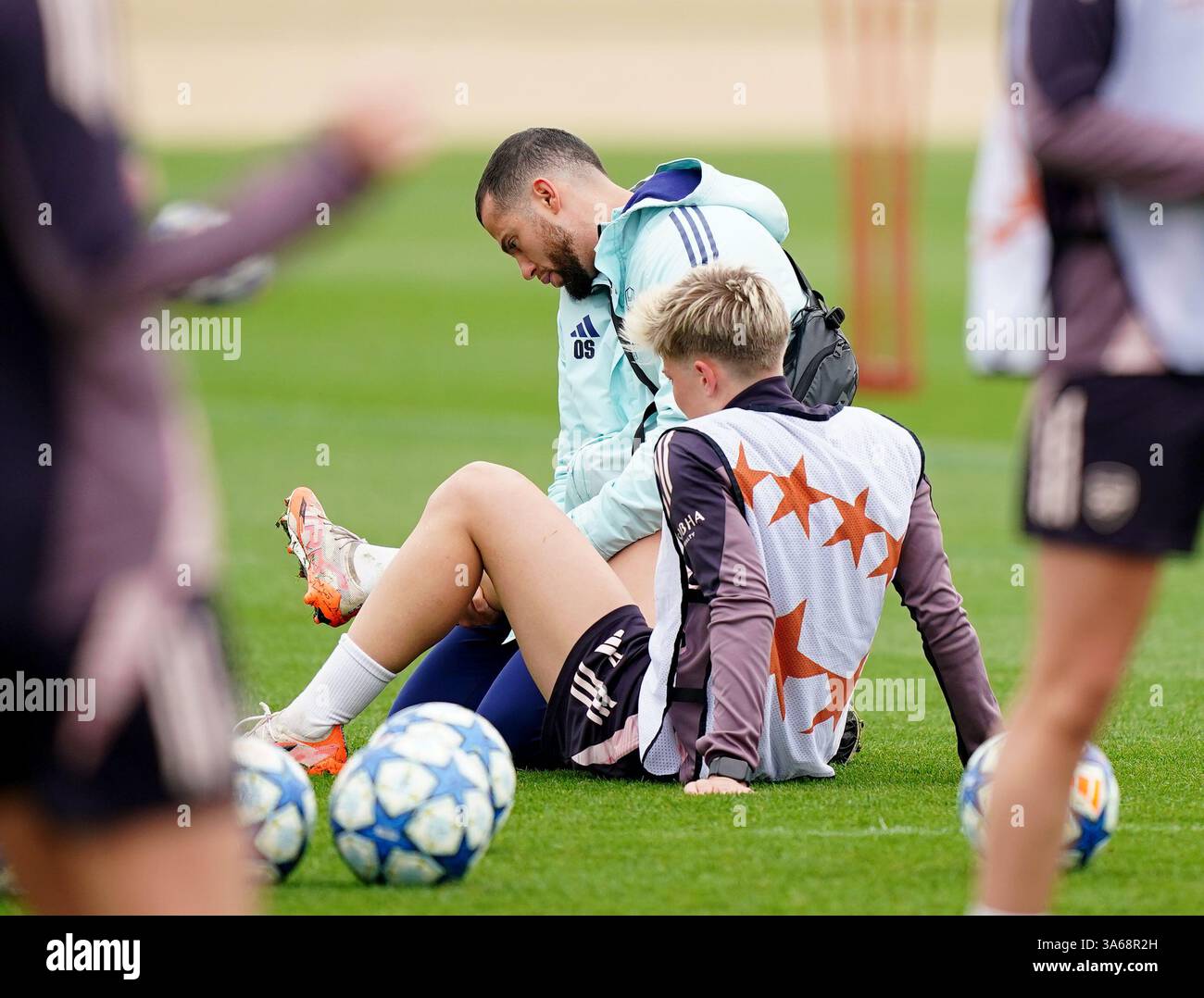 Arsenal's Lina Hurtig receives treatement after getting injured during ...