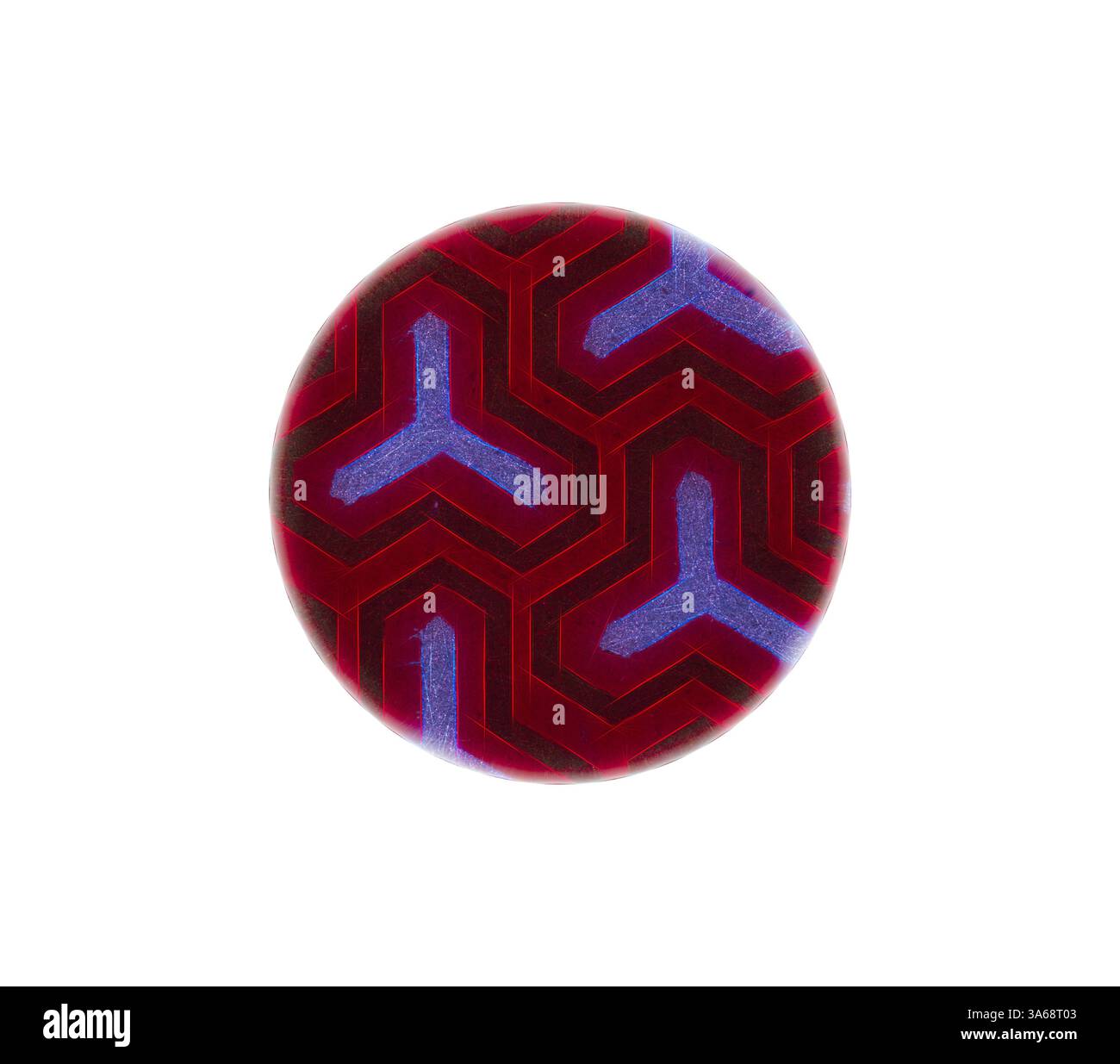 A circular object featuring a striking geometric pattern with ...