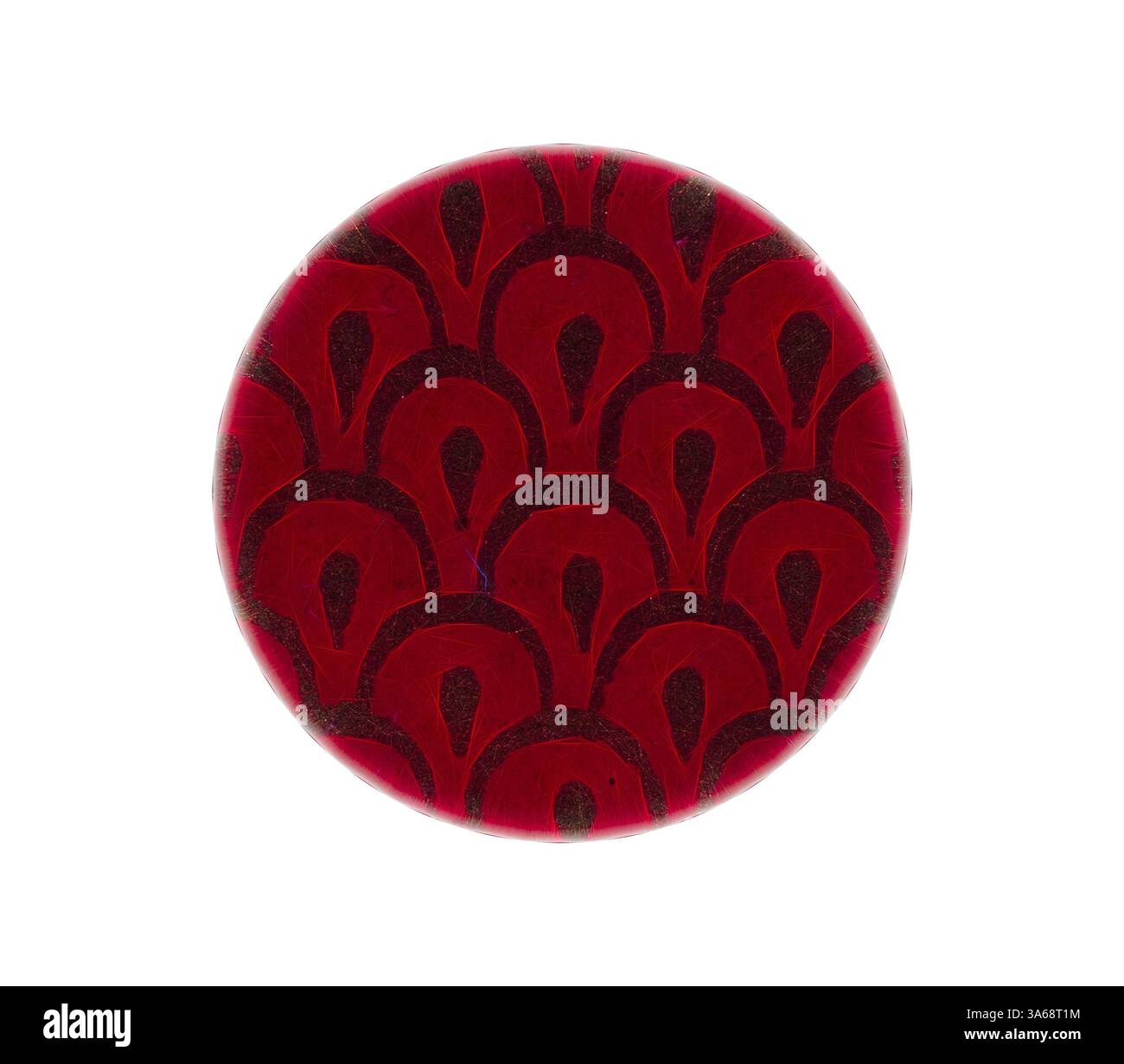 A circular design features a bold, repeating pattern of elegant ...