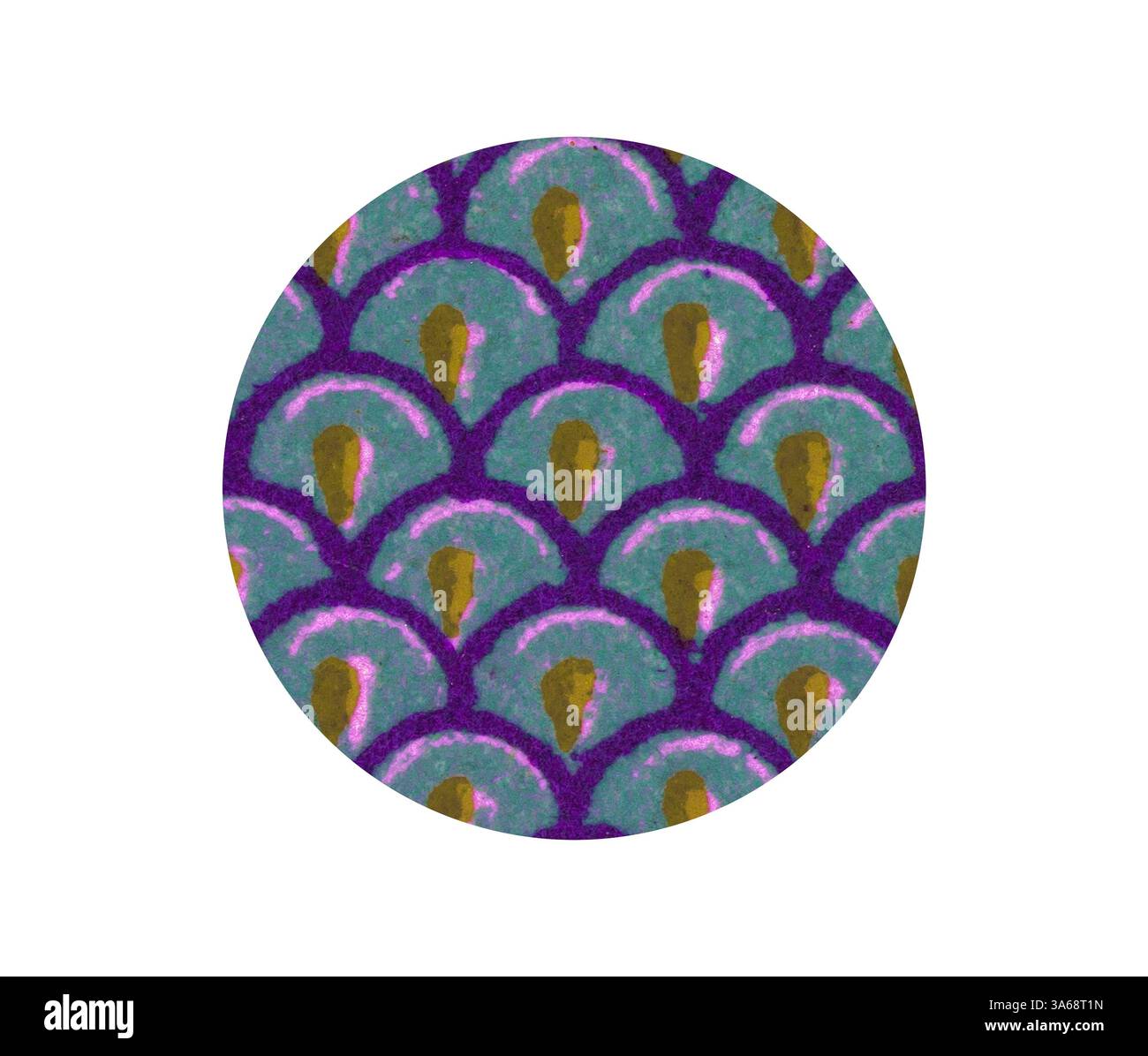 A circular design featuring a repetitive pattern of curved shapes ...