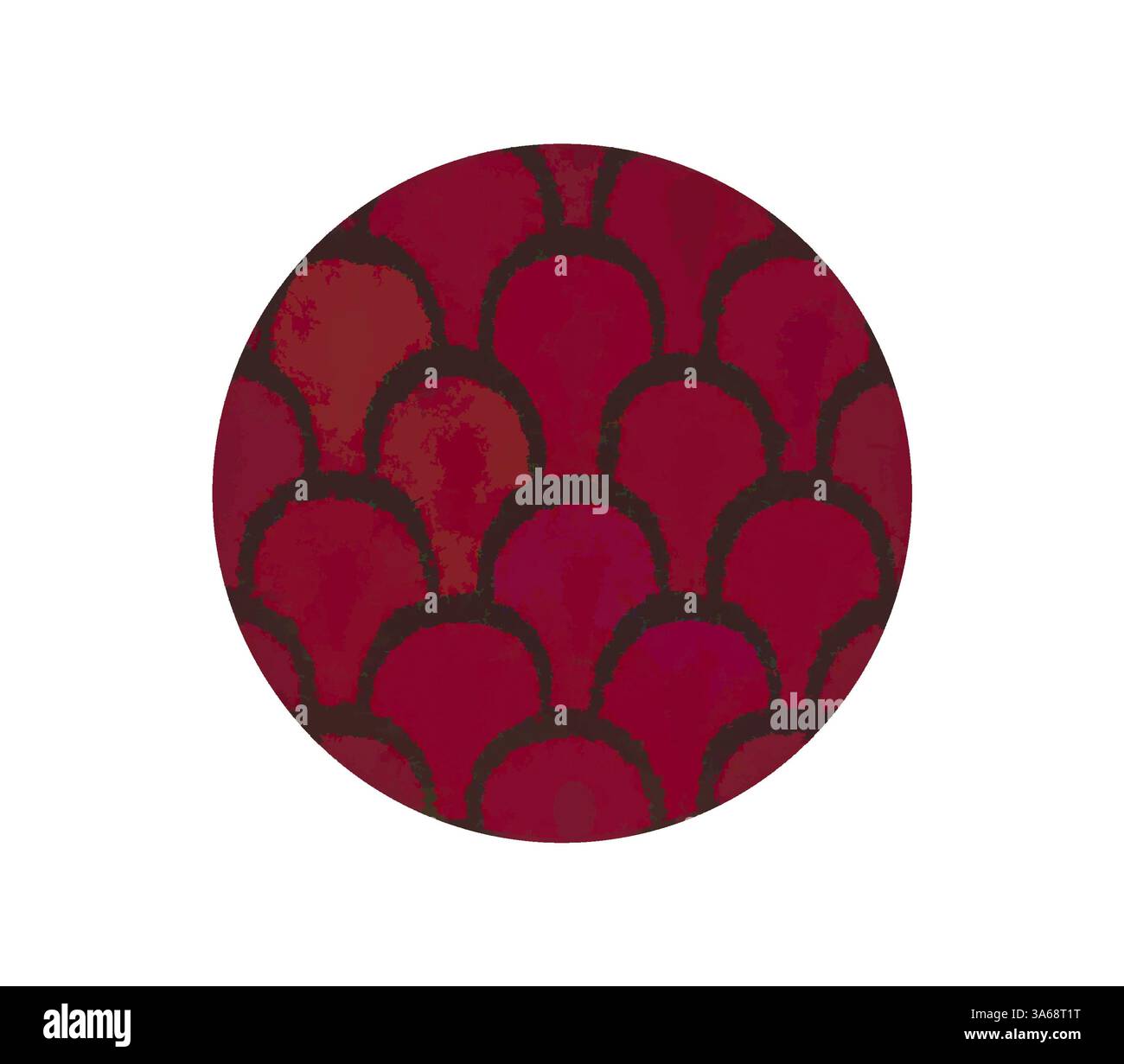 A circular pattern featuring overlapping scalloped shapes in varying ...