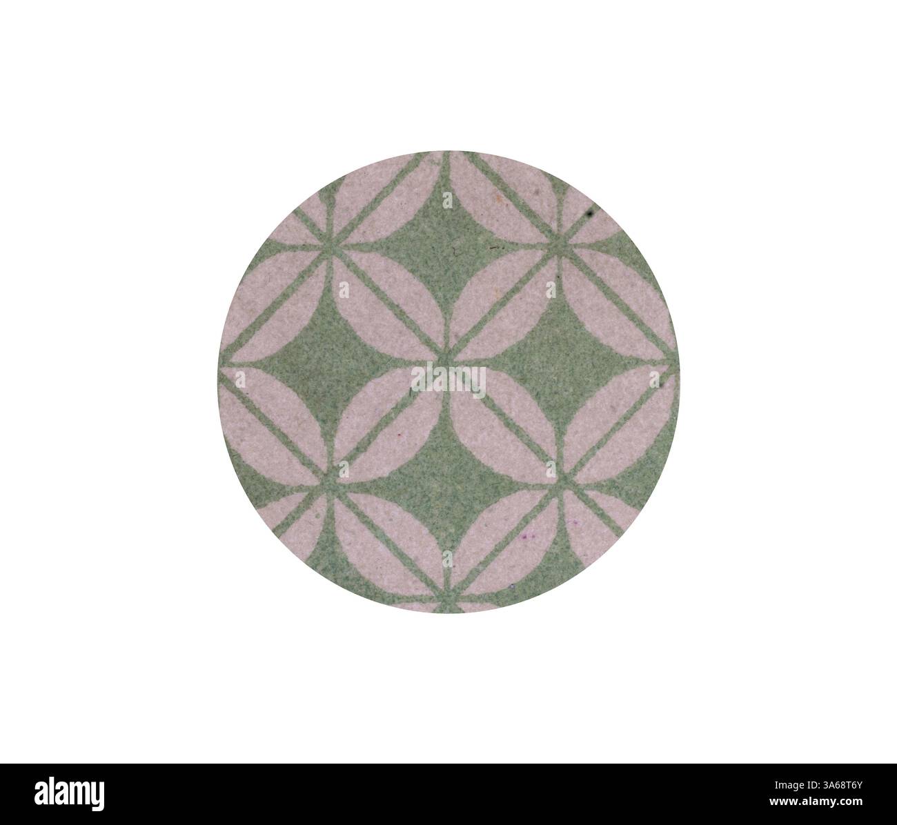 A circular design featuring a repeating pattern of overlapping shapes ...