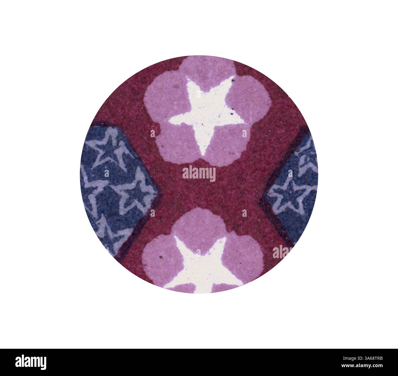 A repeating pattern featuring stylized flowers and star shapes in ...