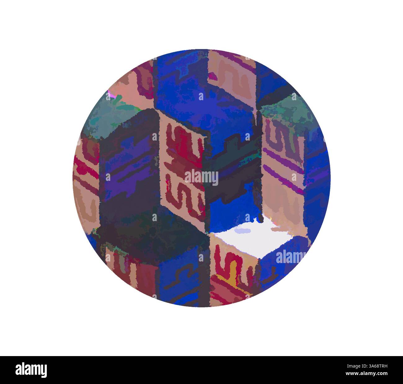 An abstract depiction of interlocking cuboids, showcasing a vibrant ...