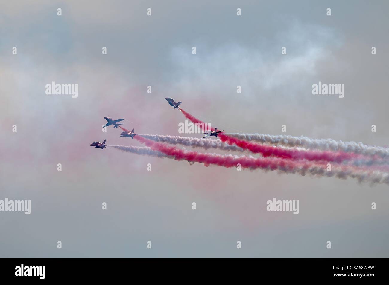 The RAF's Red Arrows performing their Rollbacks manoeuvre at 15th ...