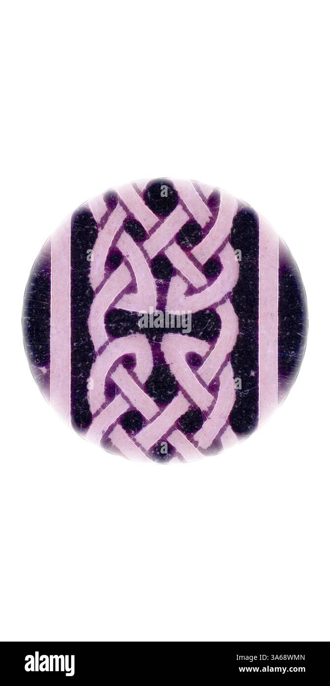 A stylized design featuring an intricate pattern of interwoven loops ...