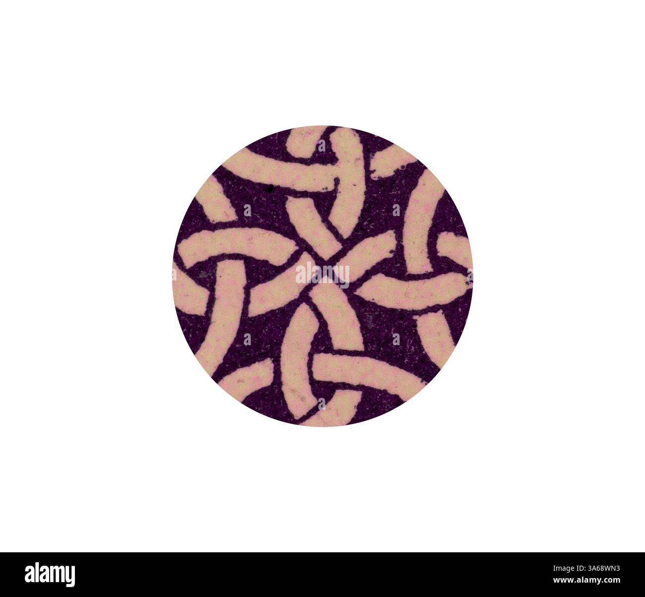 A circular design featuring intricate interwoven patterns that create a ...