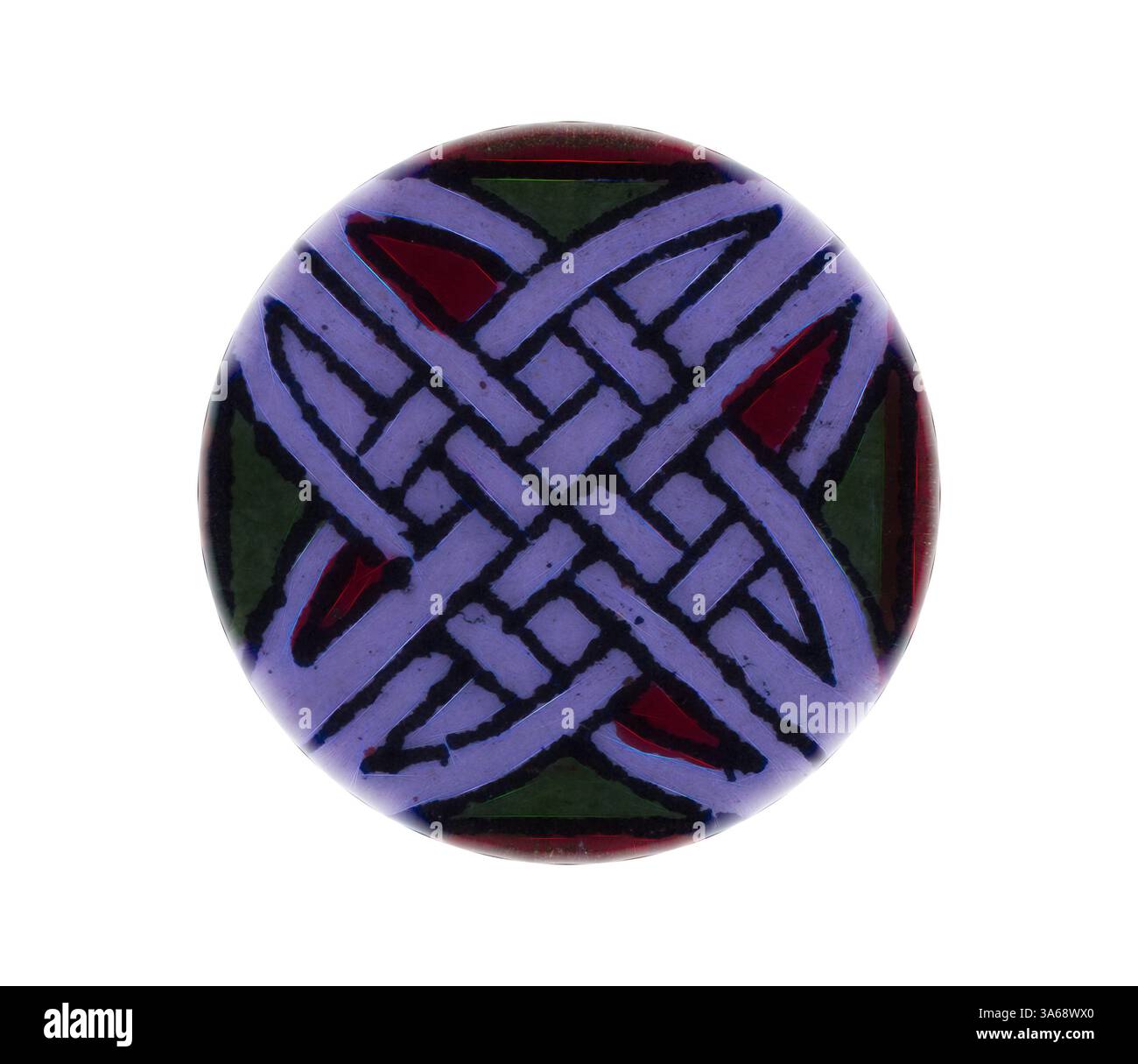 A decorative circular design featuring an intricate interwoven knot ...
