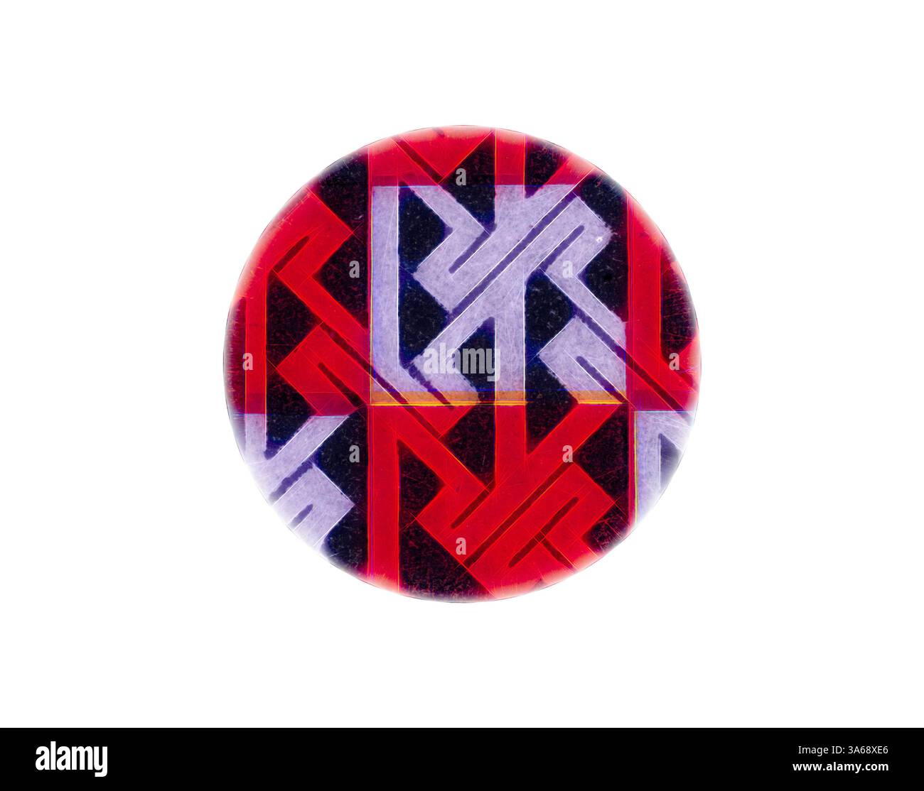 A circular design featuring an intricate pattern of interlocking shapes ...