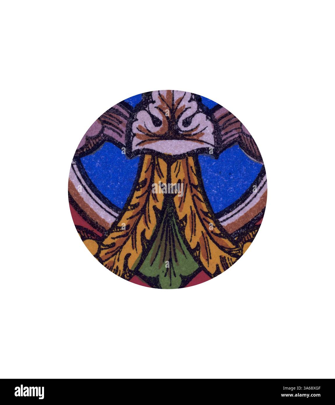 A vibrant circular design featuring intricate patterns and bold colors ...