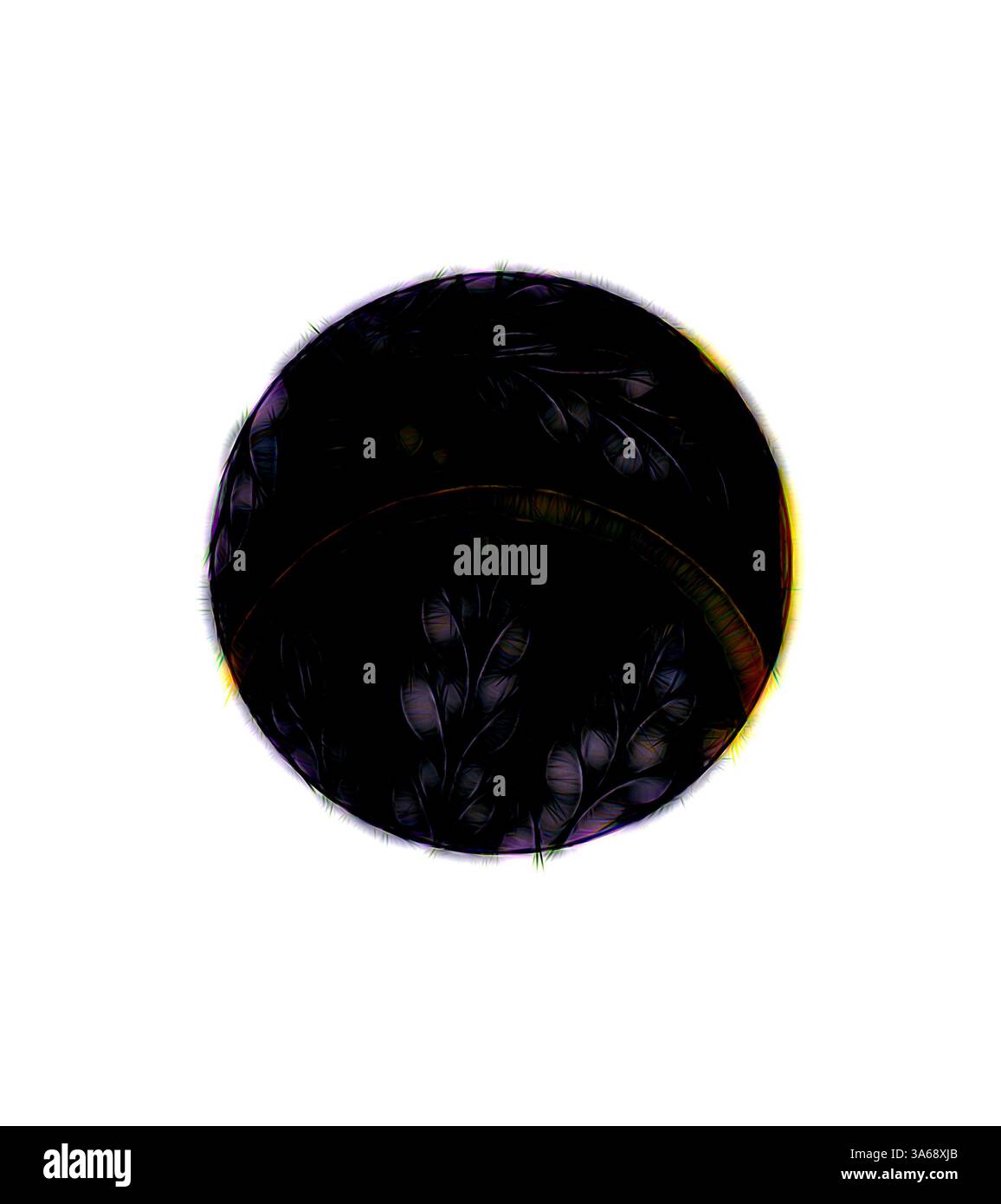 A stylized orb featuring intricate leaf patterns, surrounded by a soft ...