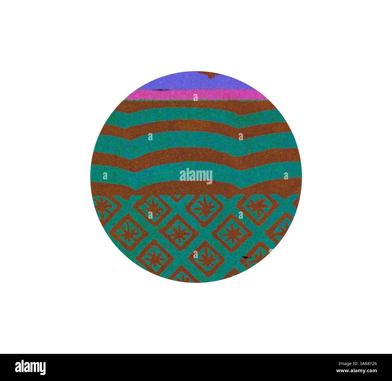 A circular design featuring layered patterns of wavy lines, geometric ...