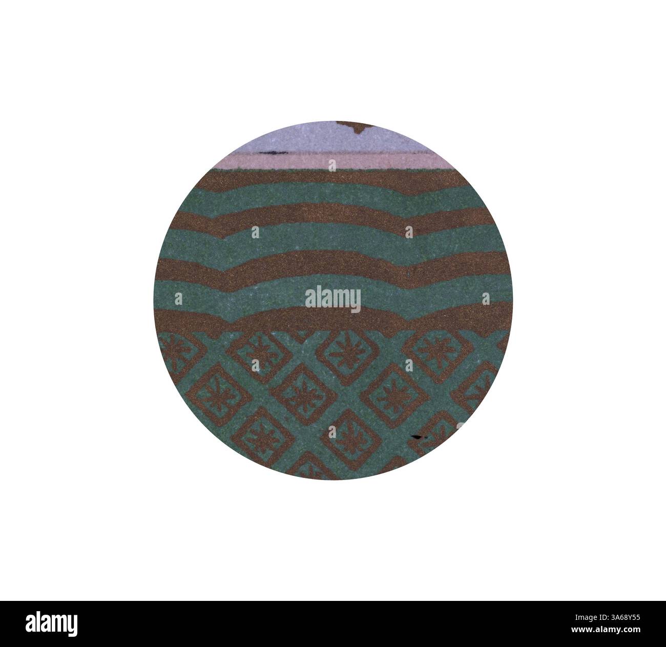 A Circular Design Featuring Layered Textures And Patterns In Varying Colors Including Wavy