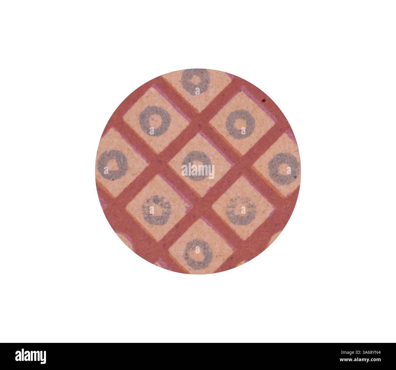 A circular pattern featuring interlocking diamonds in earthy tones ...