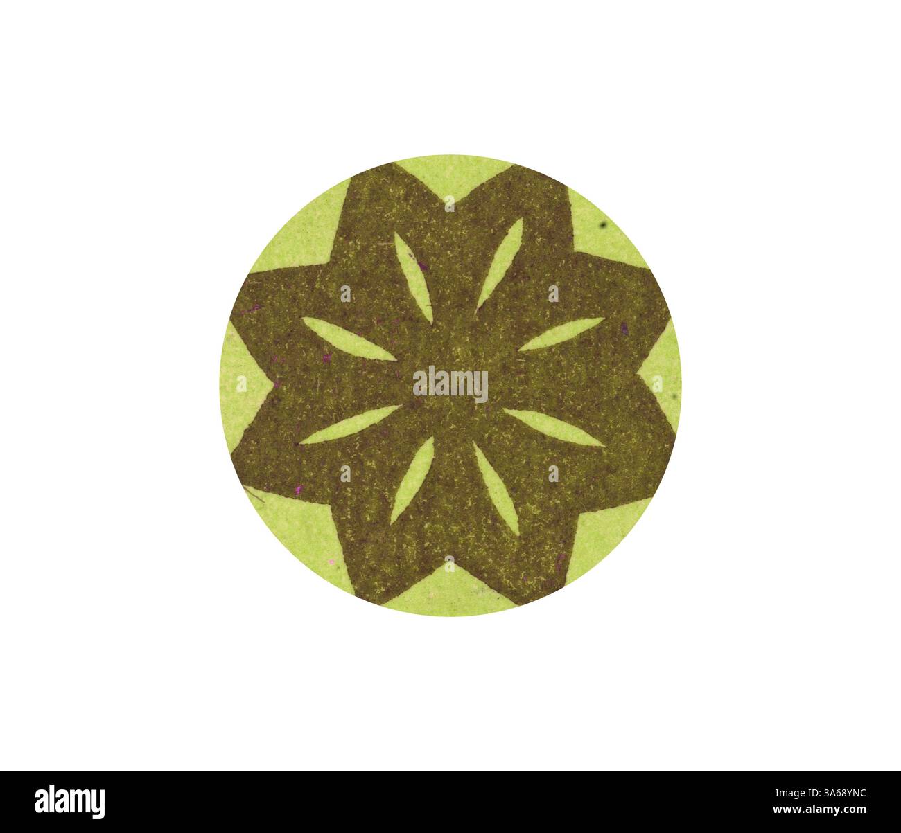 A circular design featuring a symmetrical flower pattern with pointed ...